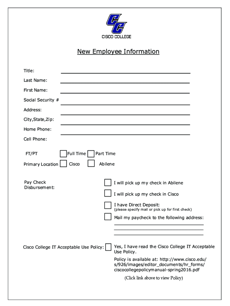Fillable Online NEW HIRE PACKET CHECKLIST FOR STUDENT/WORK ... Fax Email Print - pdfFiller