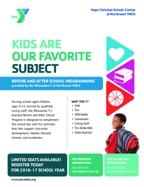 Fillable Online Before/After-School Program Information - YMCA Fun ...