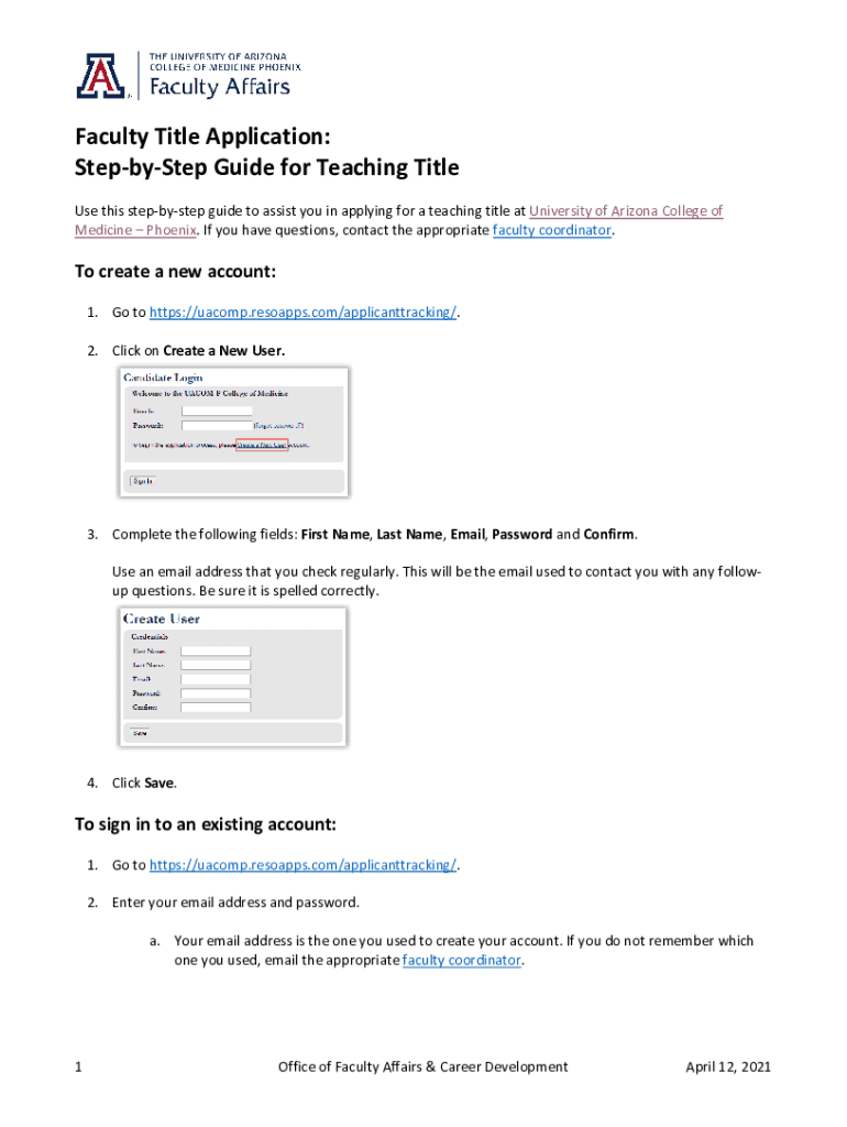 Fillable Online phoenixmed arizona Faculty Title Application: Step-by ...