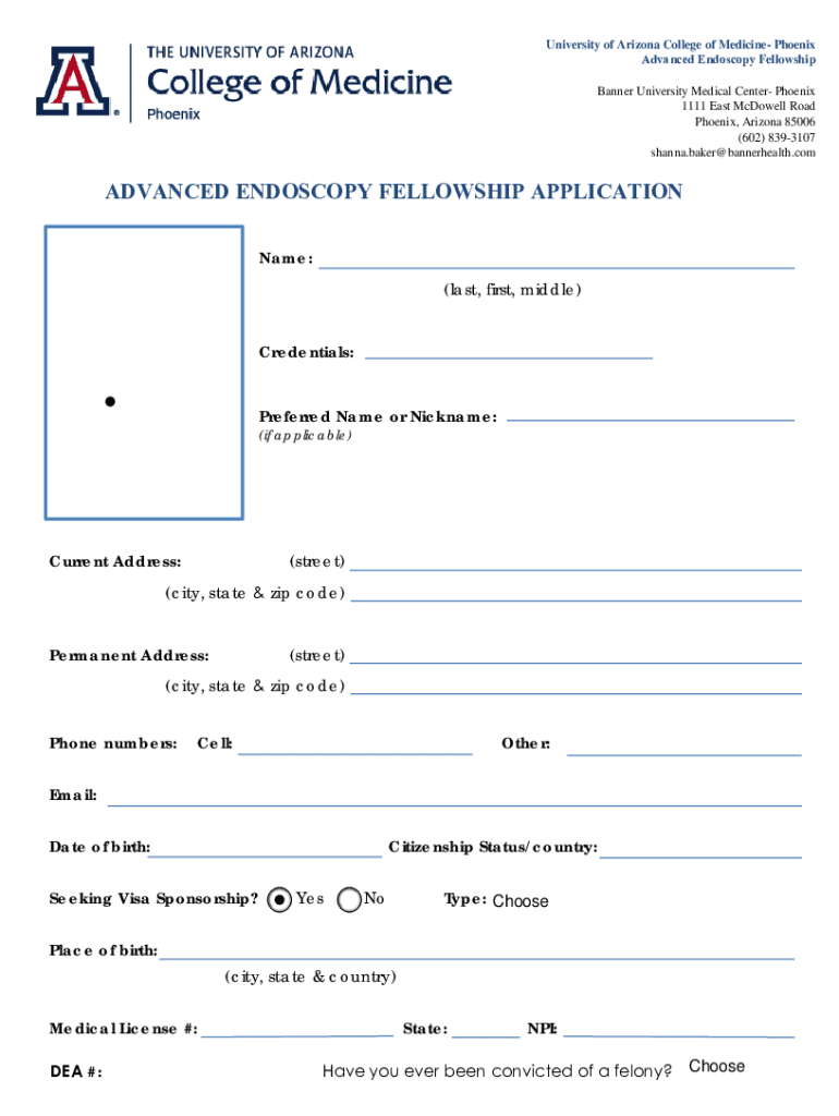 Fillable Online phoenixmed arizona advanced endoscopy fellowship ...