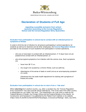 Fillable Online Declaration of Students of Full Age Fax Email Print ...
