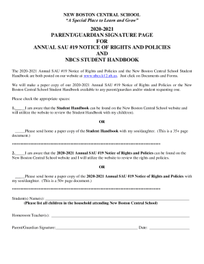 Fillable Online PARENT/GUARDIAN SIGNATURE PAGE Fax Email Print - pdfFiller