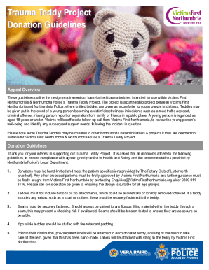 Fillable Online Trauma Teddy Campaign - Dry Arch Children's Centres Fax ...