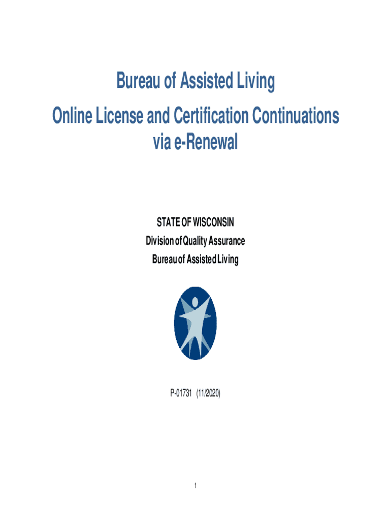 Fillable Online dhs wisconsin Assisted Living: e-Renewal of Online ...
