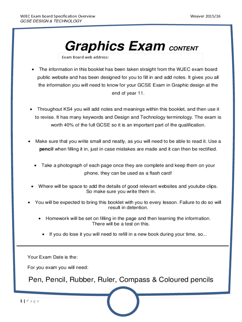 Fillable Online GCSE Specification Template - WJEC Fax Email Print ...