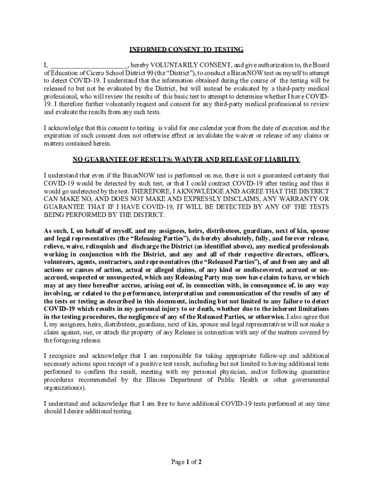 Fillable Online Authorization and Consent for COVID-19 Testing - Amazon ...