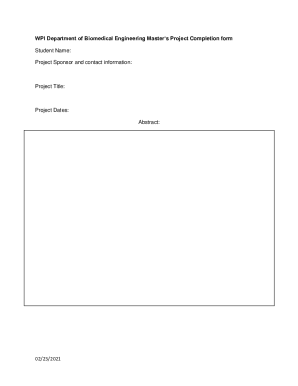 Fillable Online wp wpi Master's Project Completion form Fax Email Print ...
