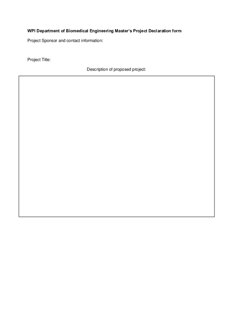 Fillable Online wp wpi Master's Project Declaration form Fax Email ...