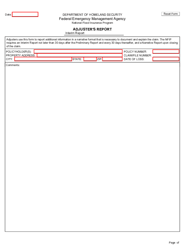 Fillable Online Adjuster's Report. Adjuster's Report Fax Email Print ...