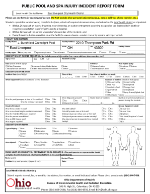 Fillable Online Get OH DoH Public Pool And Spa Injury Incident Report ...