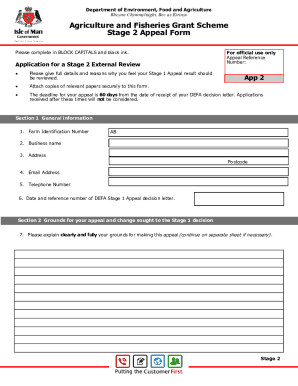 Fillable Online Agriculture and Fisheries Grant Scheme Stage 2 Appeal ...