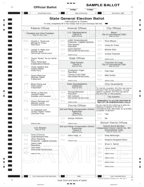 Fillable Online State General Election Ballot Stevens County, Minnesota ...