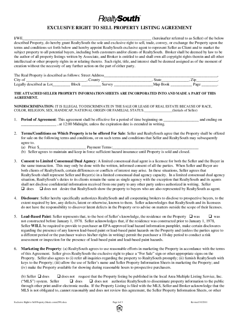 Fillable Online EXCLUSIVE RIGHT TO SELL Sample Clauses - Law Insider Fax Email Print - pdfFiller