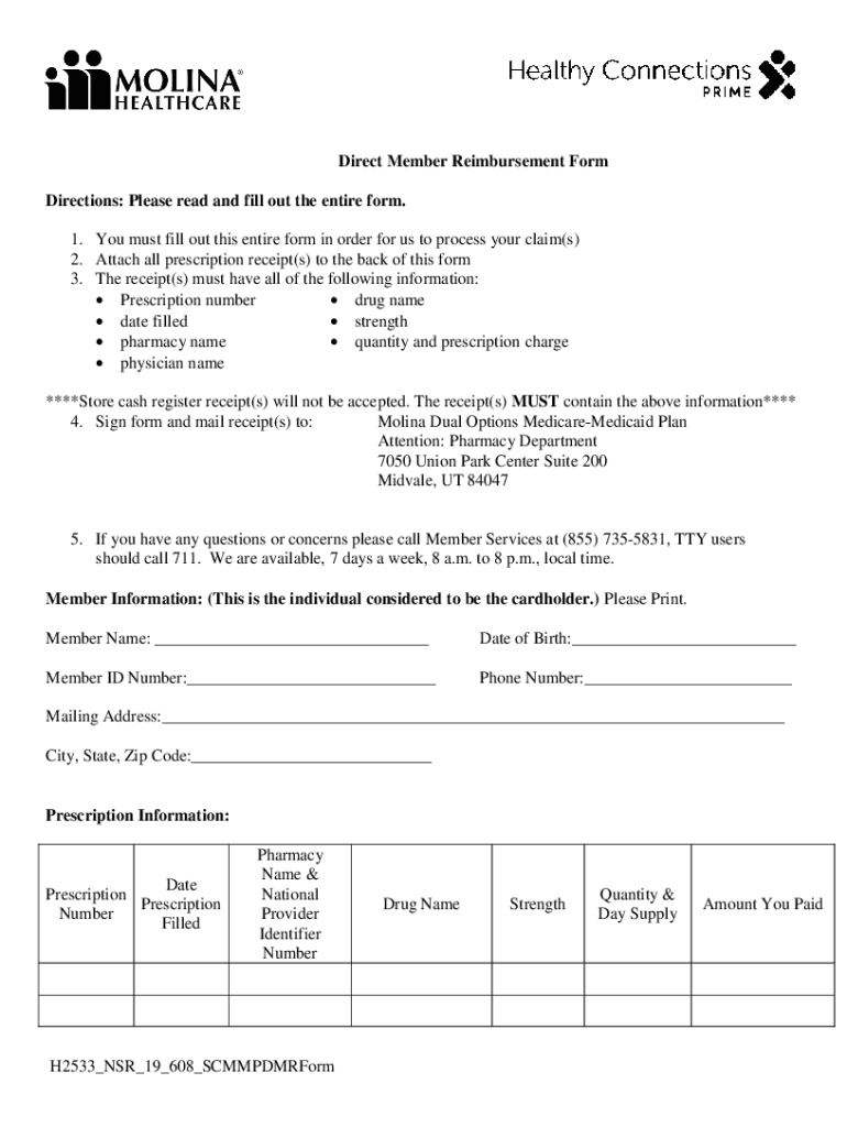 Fillable Online Direct Member Reimbursement Form Fax Email Print ...