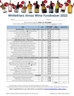 Fillable Online Wine Fundraiser Order Form - Whitefriars Fax Email ...