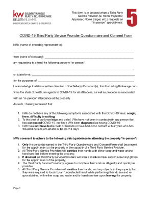 Fillable Online 5 - Covid-19 Third Party Service Provider Form Fax ...