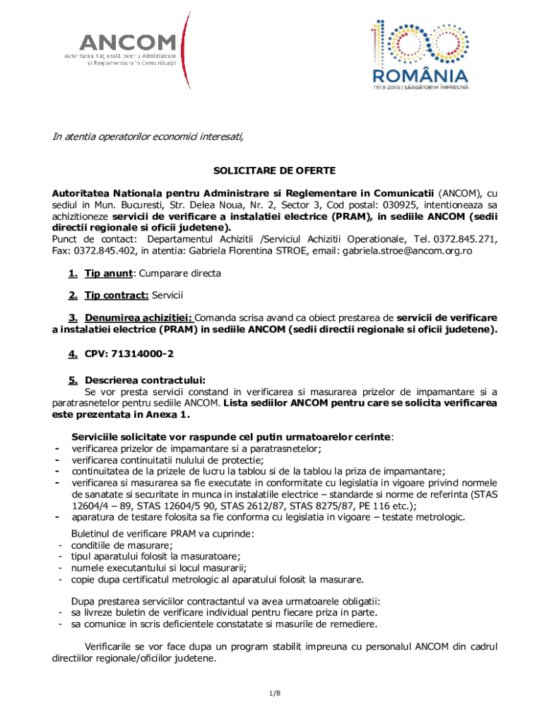 Fillable Online In atentia operatorilor economici interesati ...