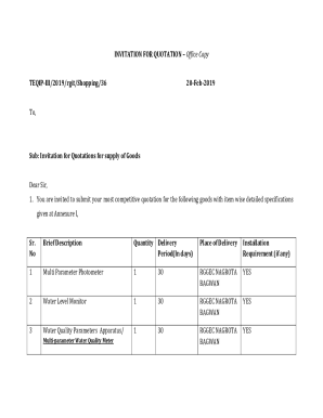 Fillable Online INVITATION FOR QUOTATION Office Copy Fax Email Print ...