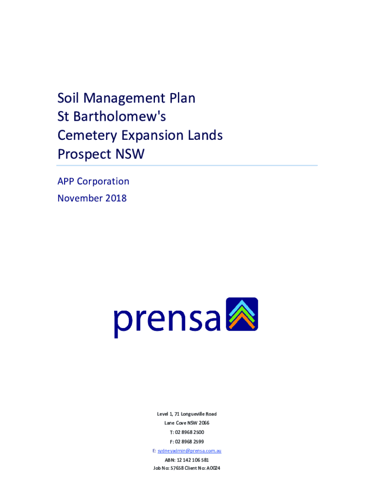 Fillable Online Soil Management Plan St Bartholomew's Cemetery ...
