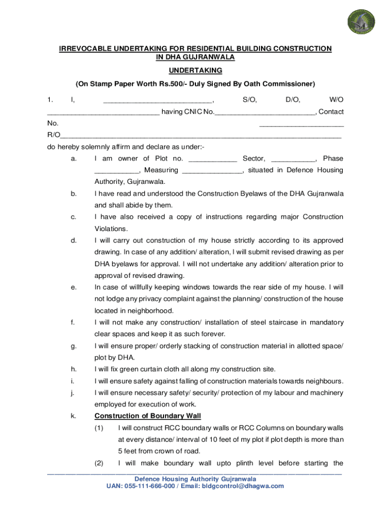Fillable Online undertaking for renovation of residential buildings Fax ...
