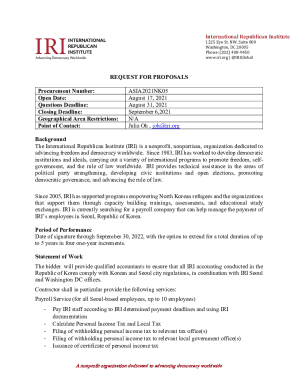 Fillable Online REQUEST FOR PROPOSALS Procurement Number: ... Fax Email ...