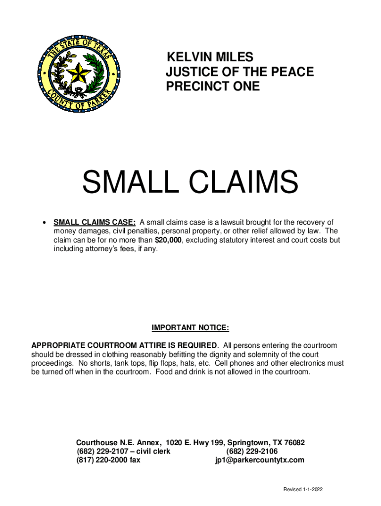 Fillable Online SMALL CLAIMS - Parker County Fax Email Print - pdfFiller