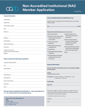 Fillable Online Non-Accredited Institutional (NAI) Member Application ...