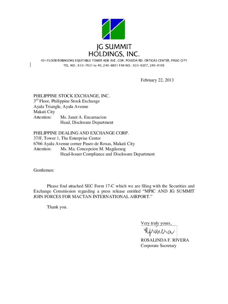 Fillable Online 43rd FLOOR ROBINSONS EQUITABLE TOWER ADB AVE ... Fax ...