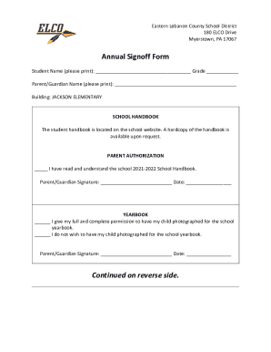 Fillable Online Annual Signoff Form Continued on reverse side. Fax ...
