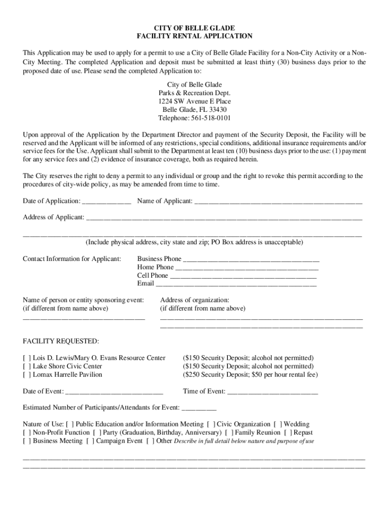Fillable Online Forms, Permits, and ApplicationsBelle Glade, Florida ...