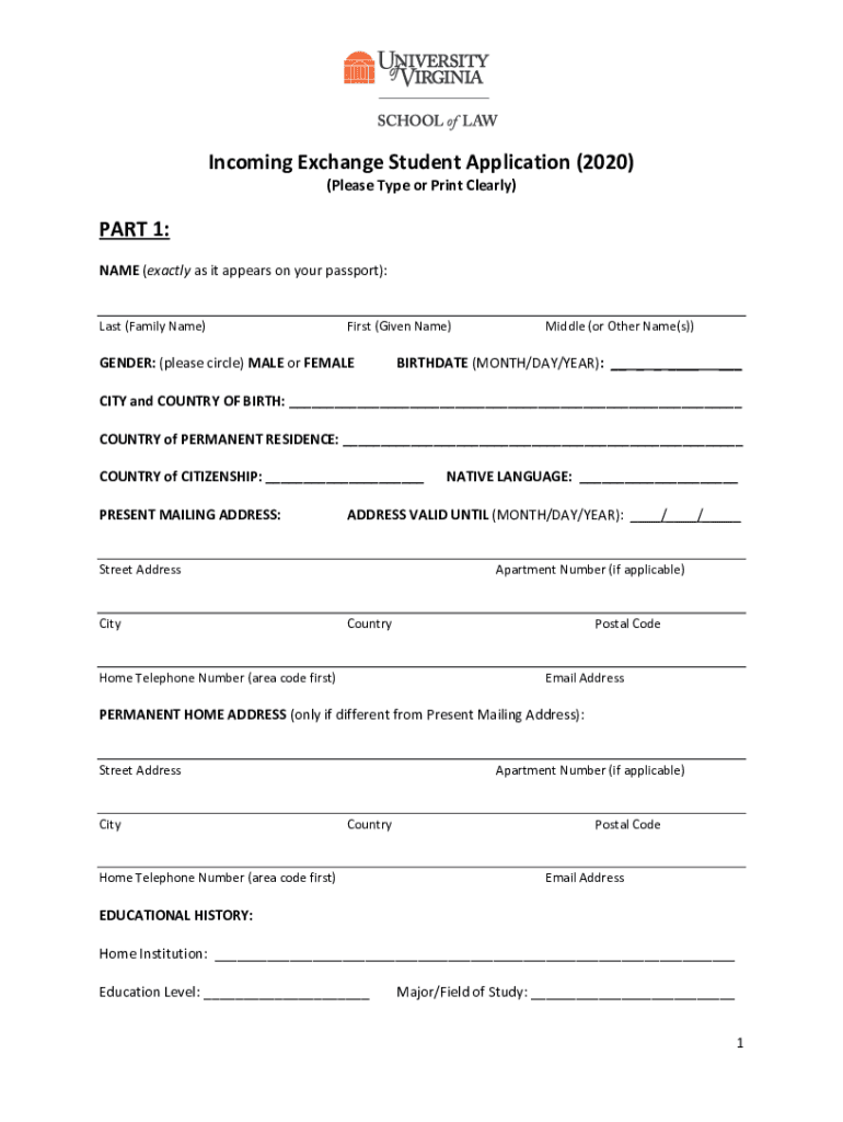 Fillable Online Information Sheet/Reference Guide for Incoming ... - UVA Law Fax Email Print ...