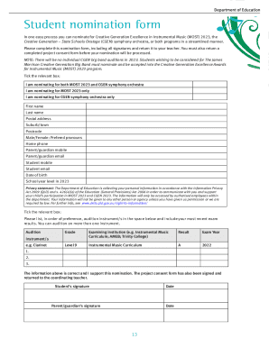 Fillable Online MOST student nomination form. MOST student nomination form Fax Email Print ...