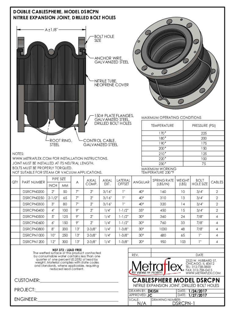Fillable Online Double Sphere, 8 in Pipe Size, Expansion Joint - 1CZG6 ...
