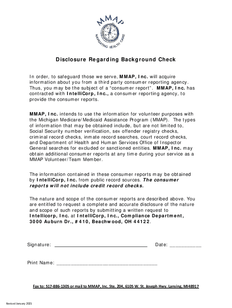Fillable Online Disclosure Regarding Background Check - MMAP Inc. Fax ...