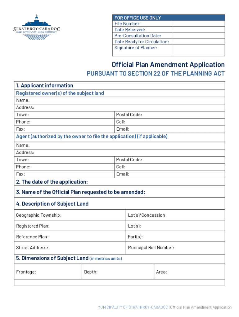 Fillable Online City of Kenora Application for Official Plan Amendment ...