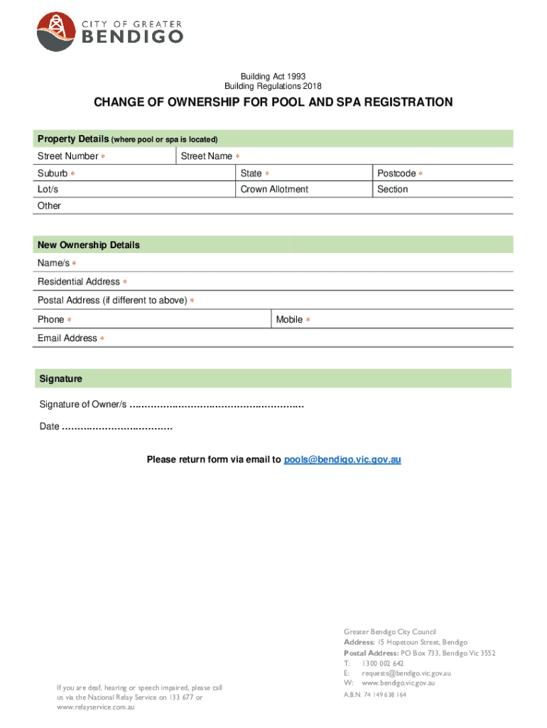 Fillable Online Form 22 - Application to register a swimming pool or ...
