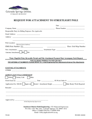 Fillable Online Request Attachment to Streetlight Pole. Request Attachment to Streetlight Pole ...