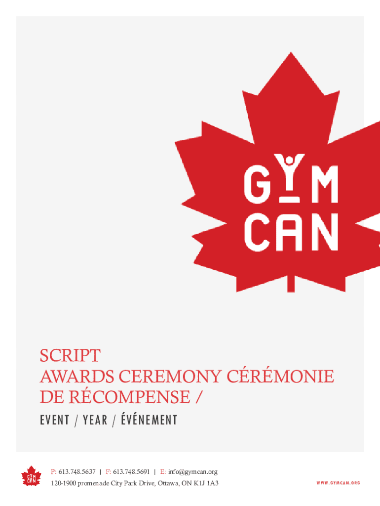Fillable Online SCRIPT AWARDS CEREMONY CRMONIE DE ... Fax Email Print ...