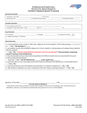 Fillable Online North Carolina Prior Authorization Hepatitis C Virus ...