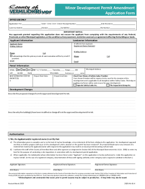 Fillable Online Minor Development Permit Amendment Application Form Fax ...