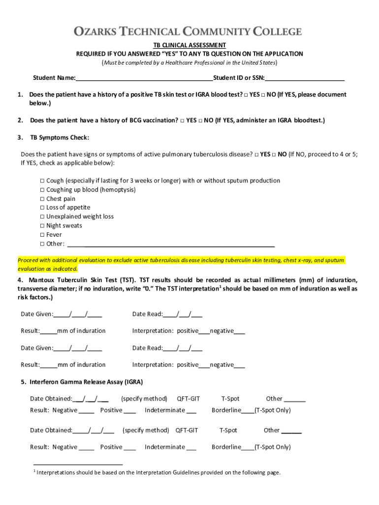 Fillable Online Tuberculosis Risk Assessment Form for ... - Queensland ...