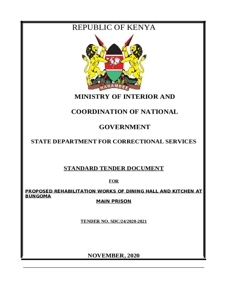 State Department for Correctional Services - Tenders in Kenya ... Doc Template | pdfFiller