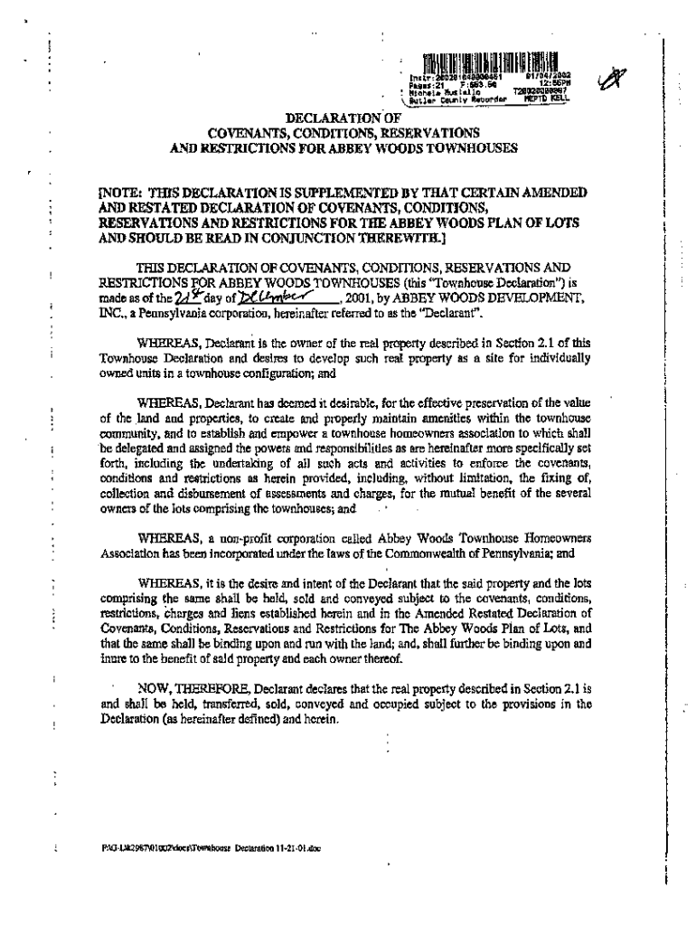 Fillable Online Park Place Cranberry Association, Inc. Rules ...