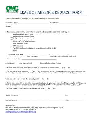 Fillable Online Request for Leave of Absence under the Family and Medical Leave ... Fax Email ...