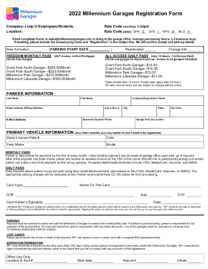 Fillable Online resources depaul 2021 Millennium Garages Registration ...