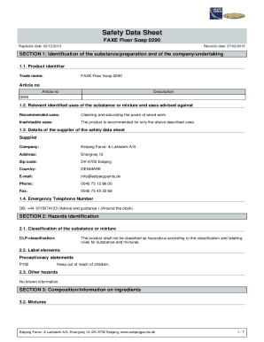 Fillable Online Safety Data Sheet - The Dane Care Shop Fax Email Print - pdfFiller