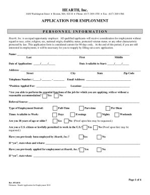 Fillable Online application for employment - Hearth, Inc. Fax Email ...