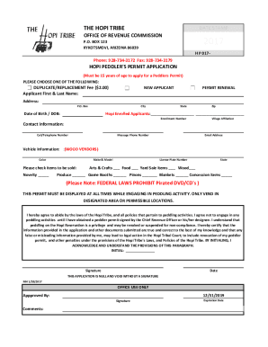 Fillable Online Peddlers Permit Application - The Hopi Tribe Fax Email ...