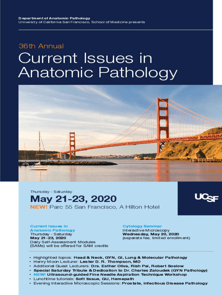 Fillable Online pathology ucsf 37th Annual Current Issues in Anatomic ...