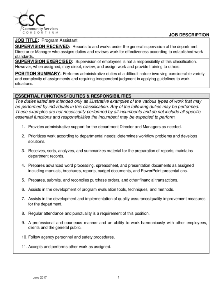 Fillable Online Position Classification Standard for Secretary Series ...